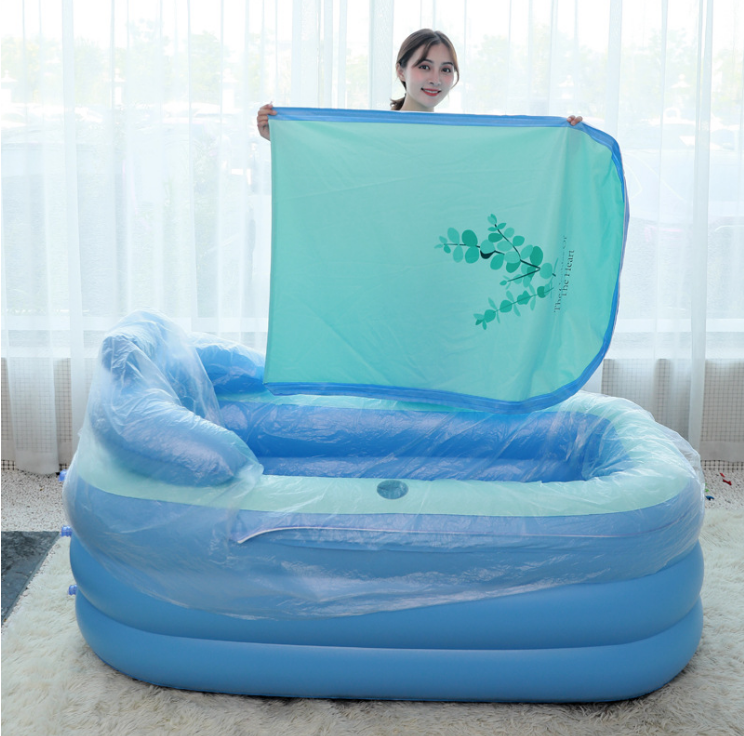 Inflatable Adult Bath Tub, Free-Standing Blow Up Bathtub with Foldable ...
